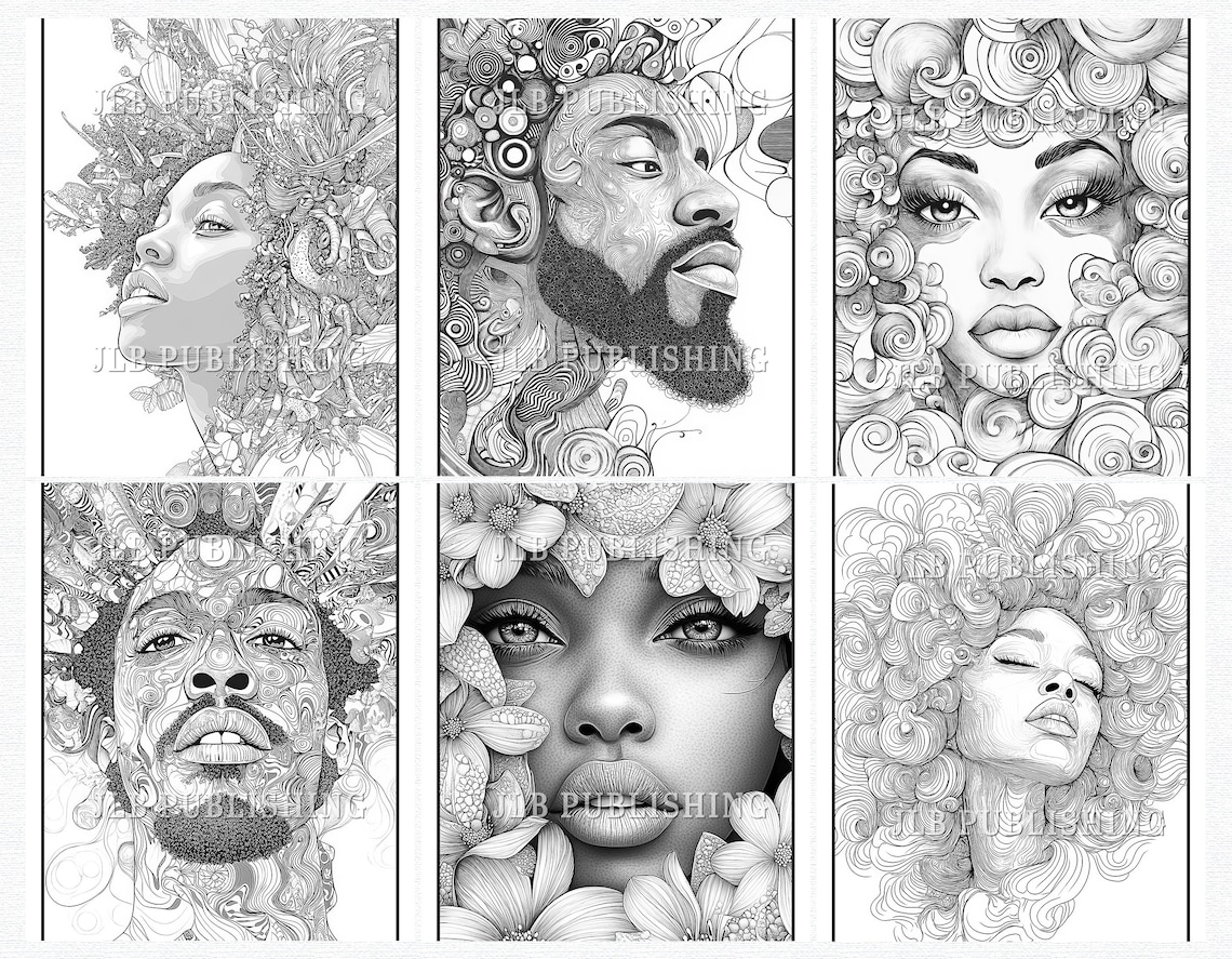 40 Grayscale 1970s Funk Coloring Pages Adult Coloring Book Printable ...