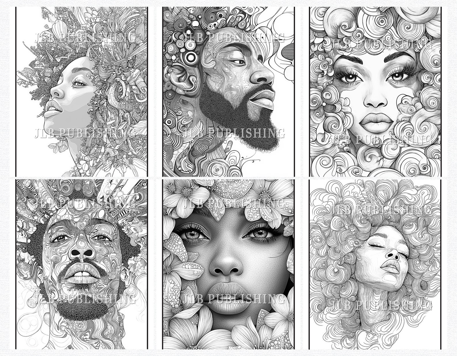 40 Grayscale 1970s Funk Coloring Pages Adult Coloring Book Printable ...