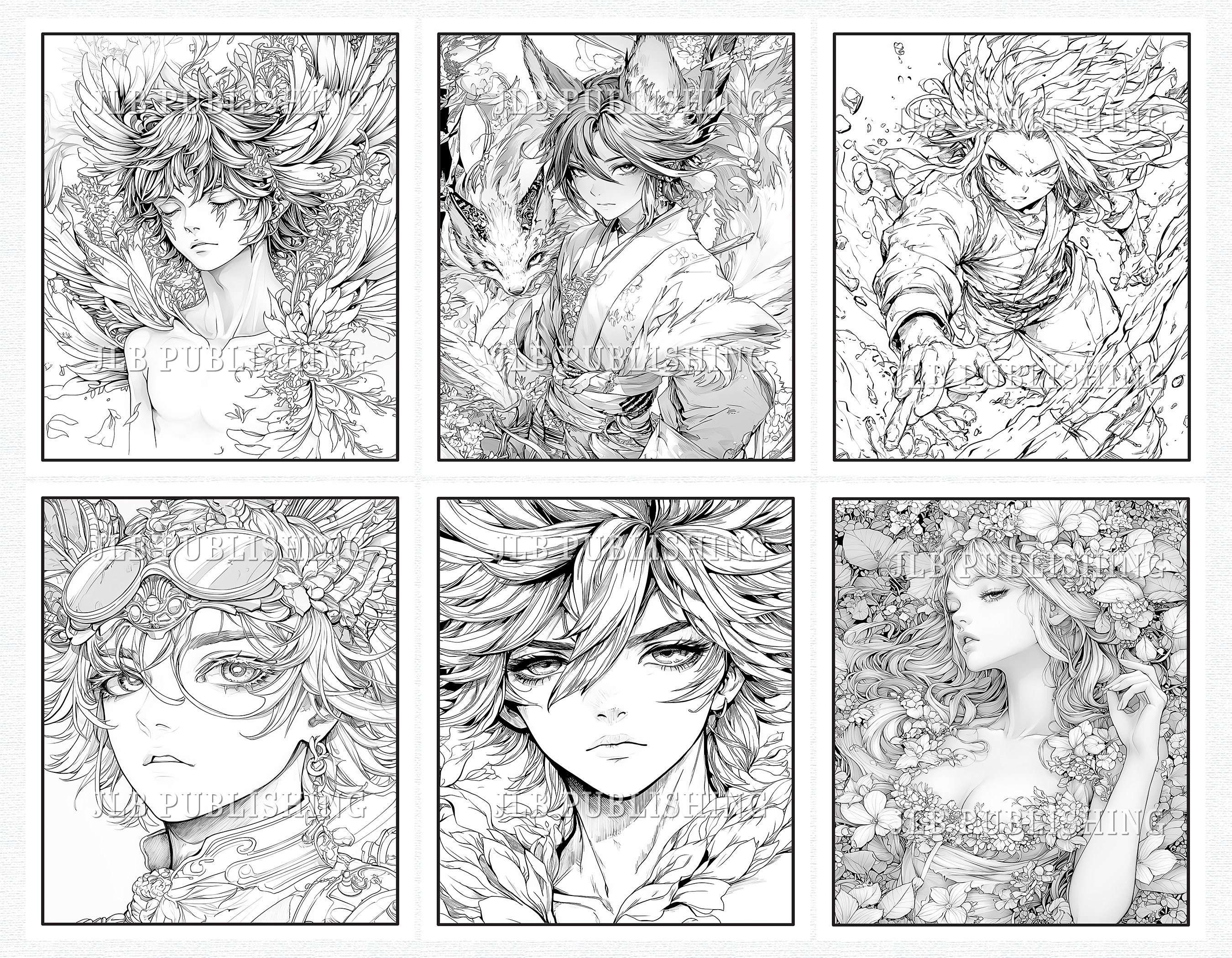 40 Grayscale Gekiga Anime Coloring Pages | Adult Coloring Book ...