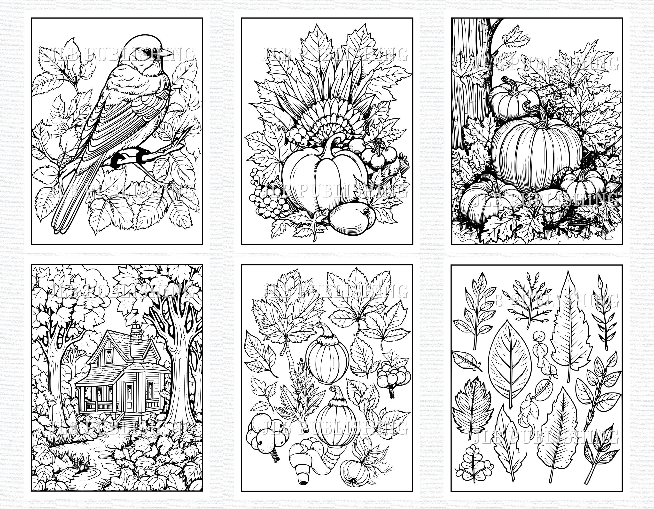 40 Autumn Wonder Coloring Pages Adult Kids Coloring Book Download ...
