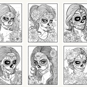 20 Sugar Skull Beauties Coloring Pages | Adult Coloring Book Download ...
