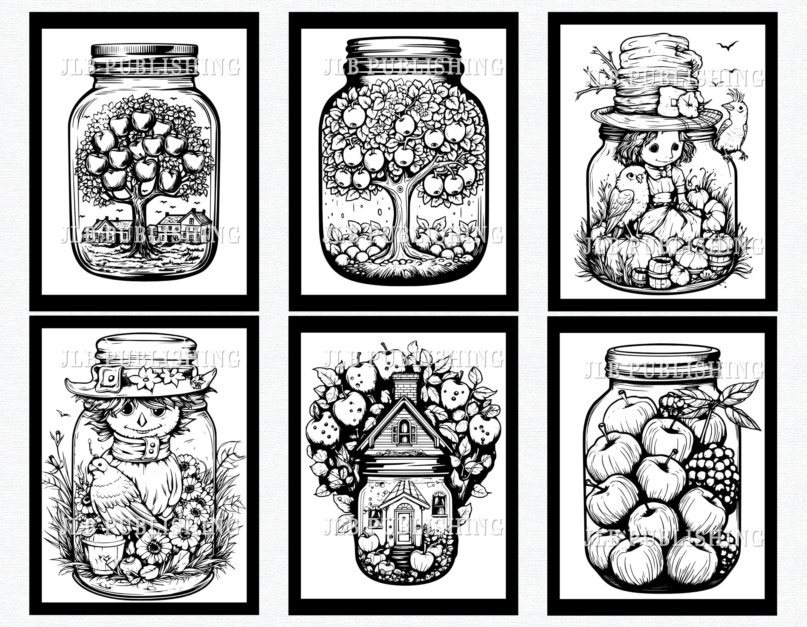 40 Autumn in A Jar Coloring Pages | Adult Kid Coloring Book Download ...