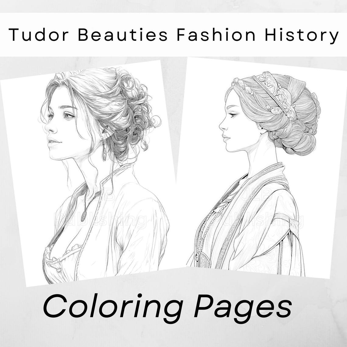 58 Tudor Coloring Pages, Grayscale Historical Fashion Book, Realistic ...