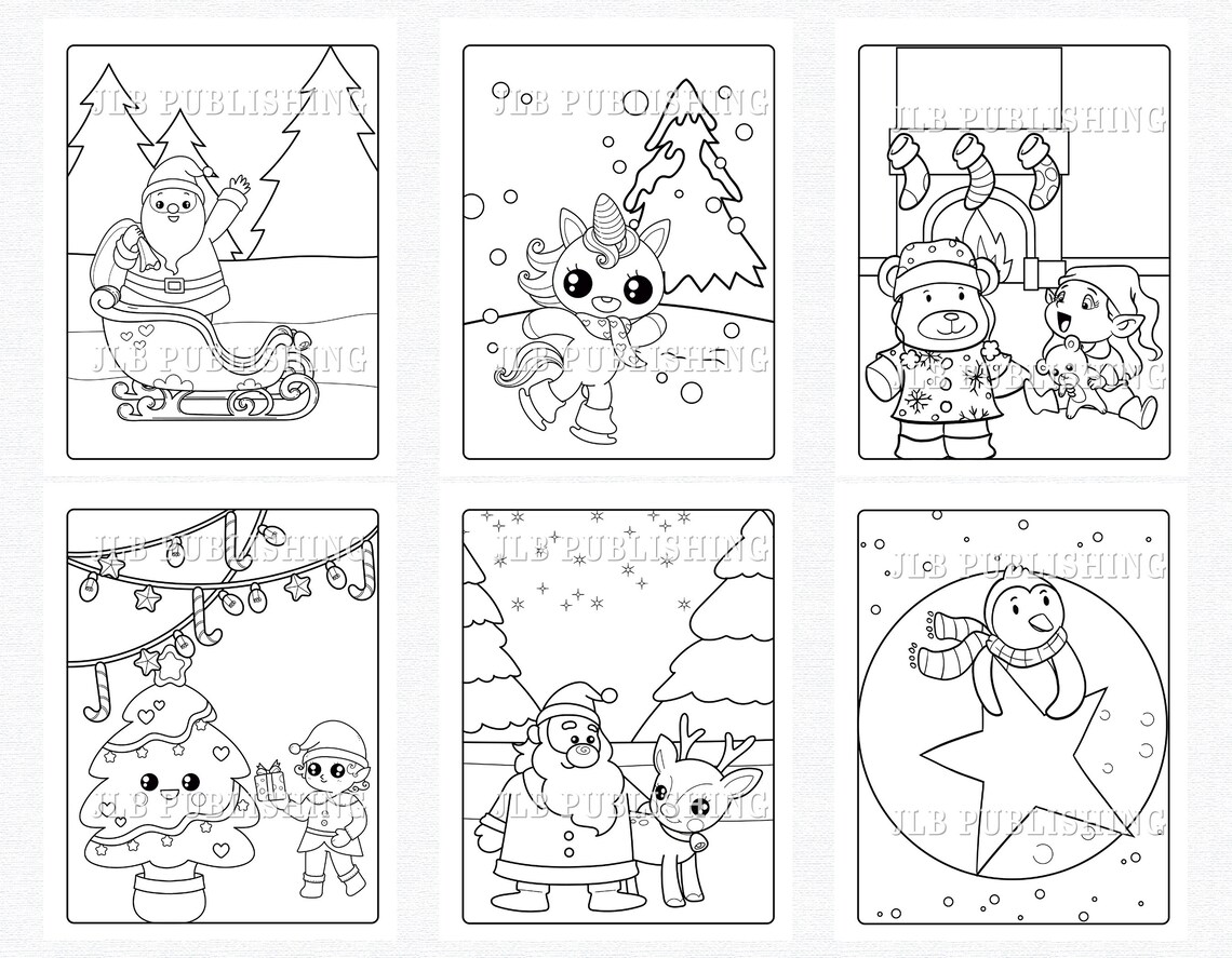30 Christmas Coloring Pages Set 1, Christmas Printable, Christmas Games ...