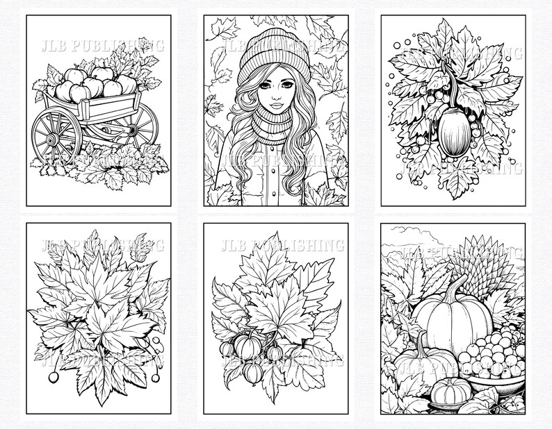 40 Autumn Wonder Coloring Pages Adult Kids Coloring Book Download ...