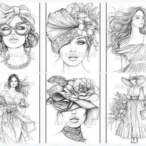 40 Grayscale Fashionista Coloring Pages | Adult Coloring Book ...