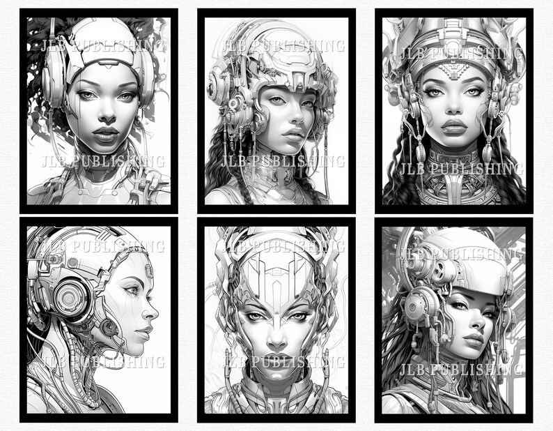 40 Grayscale Afrofuturism Coloring Pages | Printable Adult Coloring ...