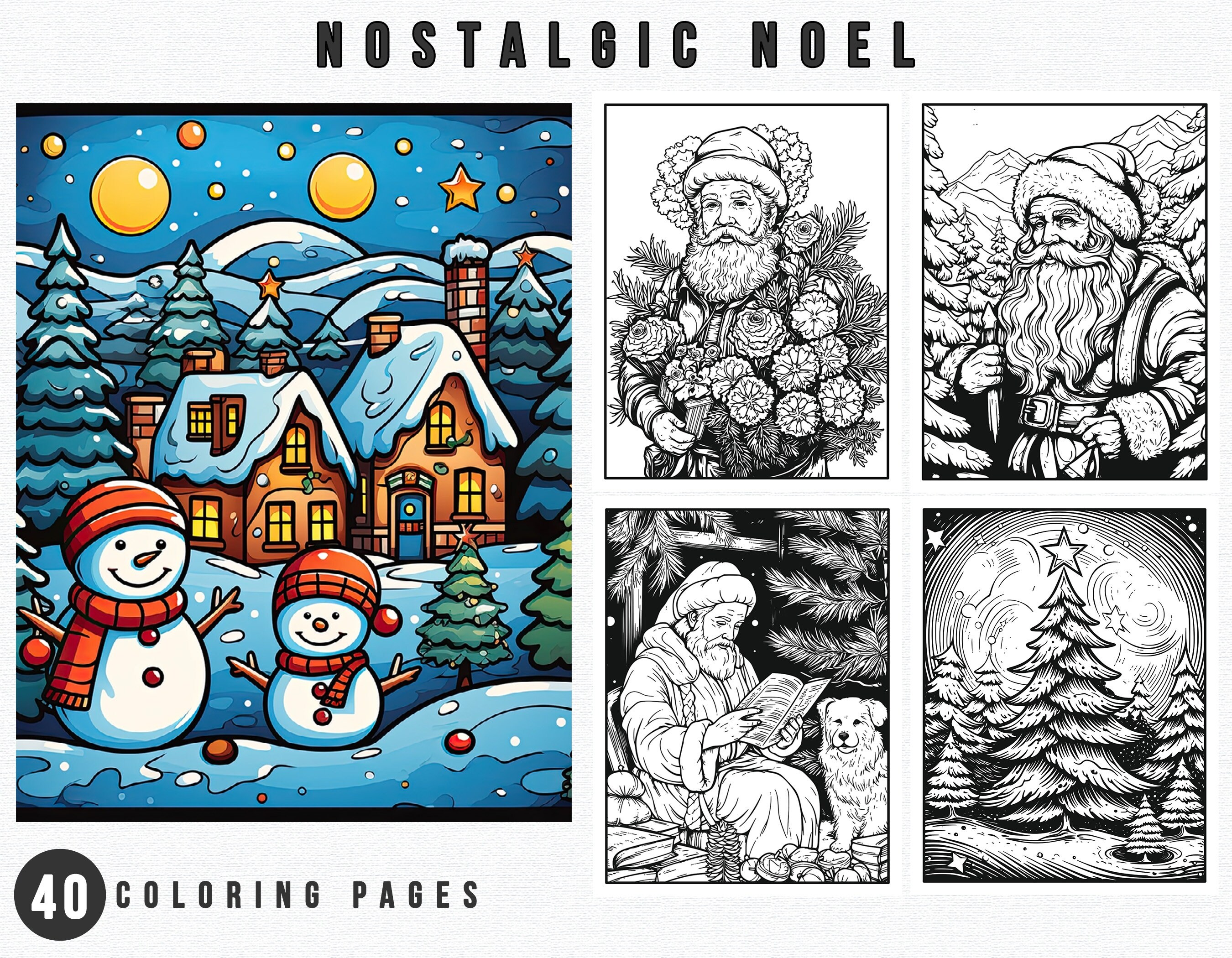 40 Noel Nostalgia Coloring Pages Adult Kid Coloring Book Download ...