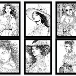 1990s Fashion Coloring Book | Grayscale Adult Coloring Pages (PDF) - Etsy