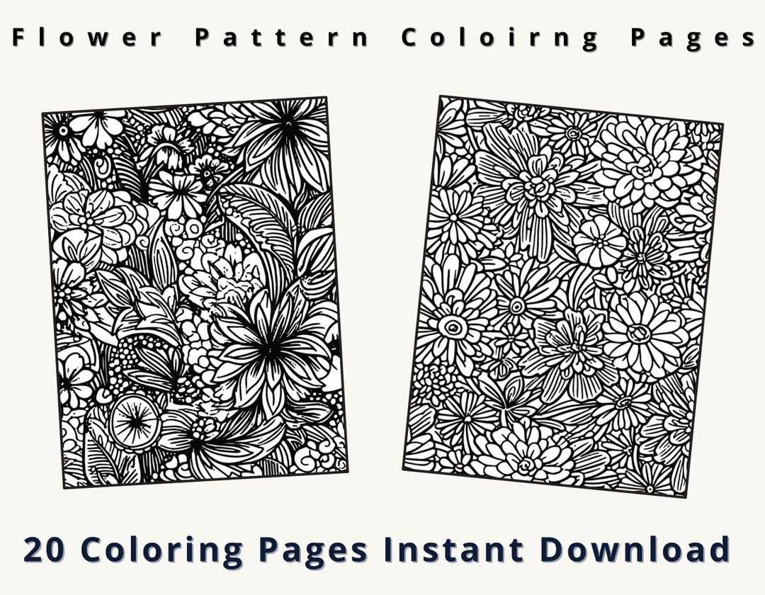 20 Flowers Pattern Coloring Pages | Adult's Coloring Book Download ...