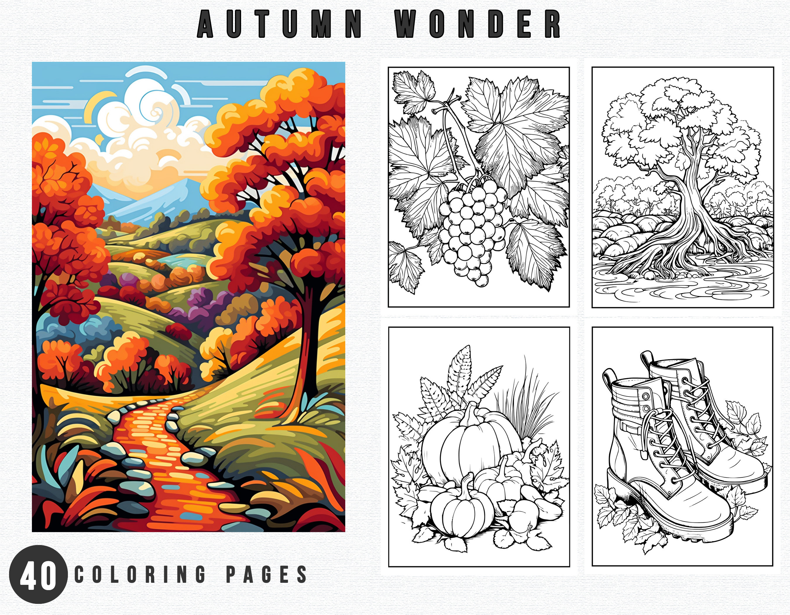 40 Autumn Wonder Coloring Pages Adult Kids Coloring Book Download ...