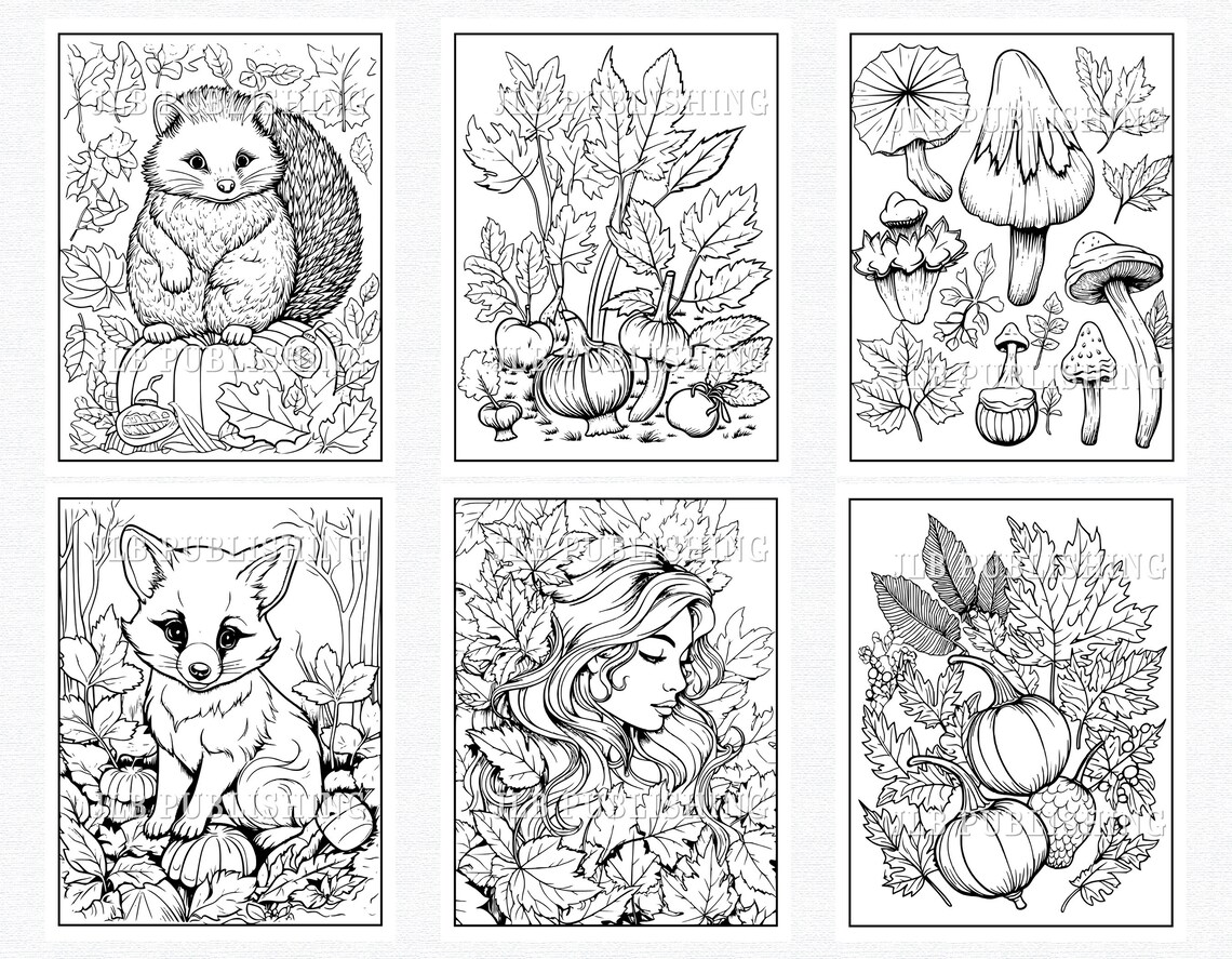 40 Autumn Wonder Coloring Pages Adult Kids Coloring Book Download ...