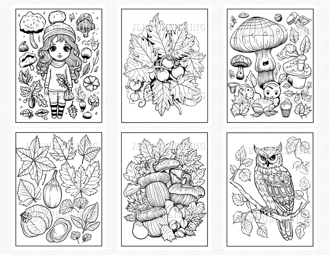 40 Autumn Wonder Coloring Pages Adult Kids Coloring Book Download ...
