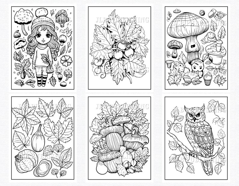 40 Autumn Wonder Coloring Pages Adult Kids Coloring Book Download ...