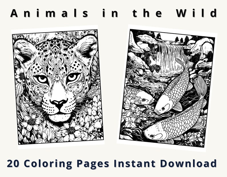 20 Animals in the Wild Coloring Pages Adult Coloring Book Download ...