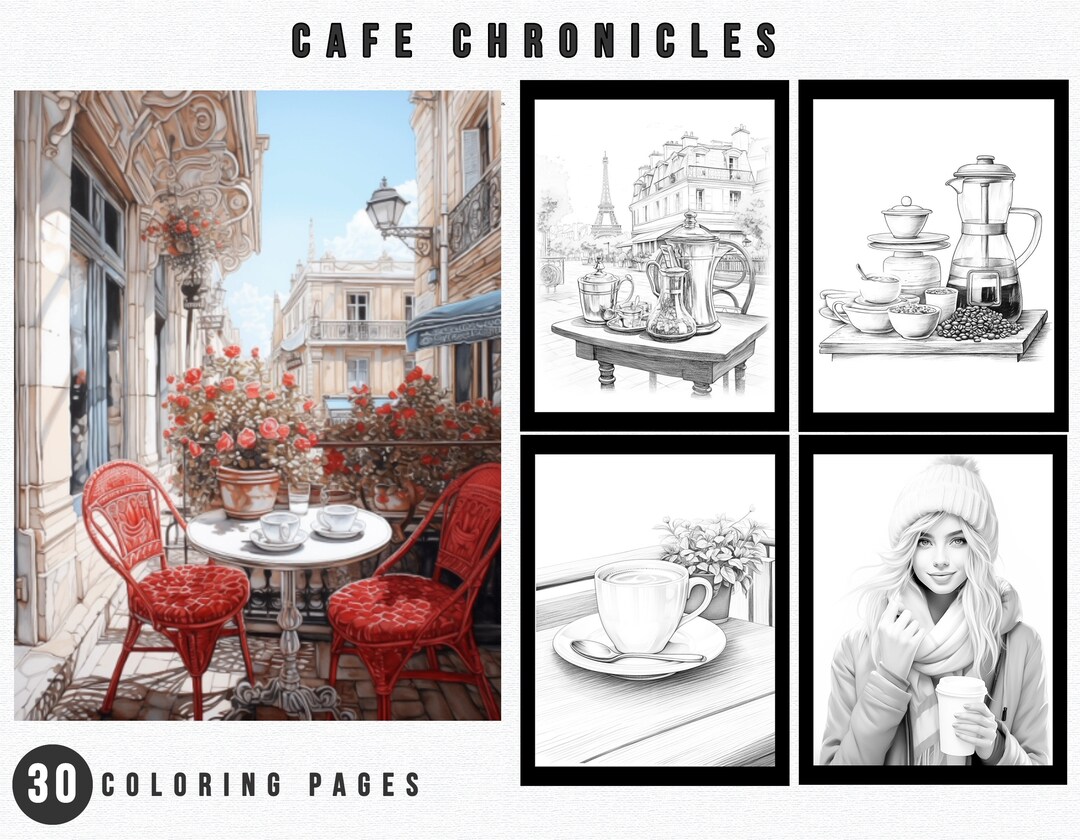 30 Cafe Chronicles Coloring Pages | Adult Coloring Book Download ...
