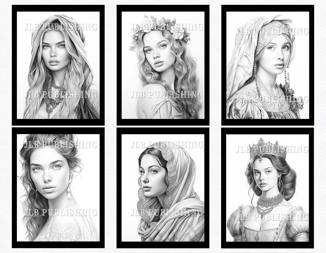 40 Renaissance Elegance Coloring Pages | Adult Coloring Book Download ...