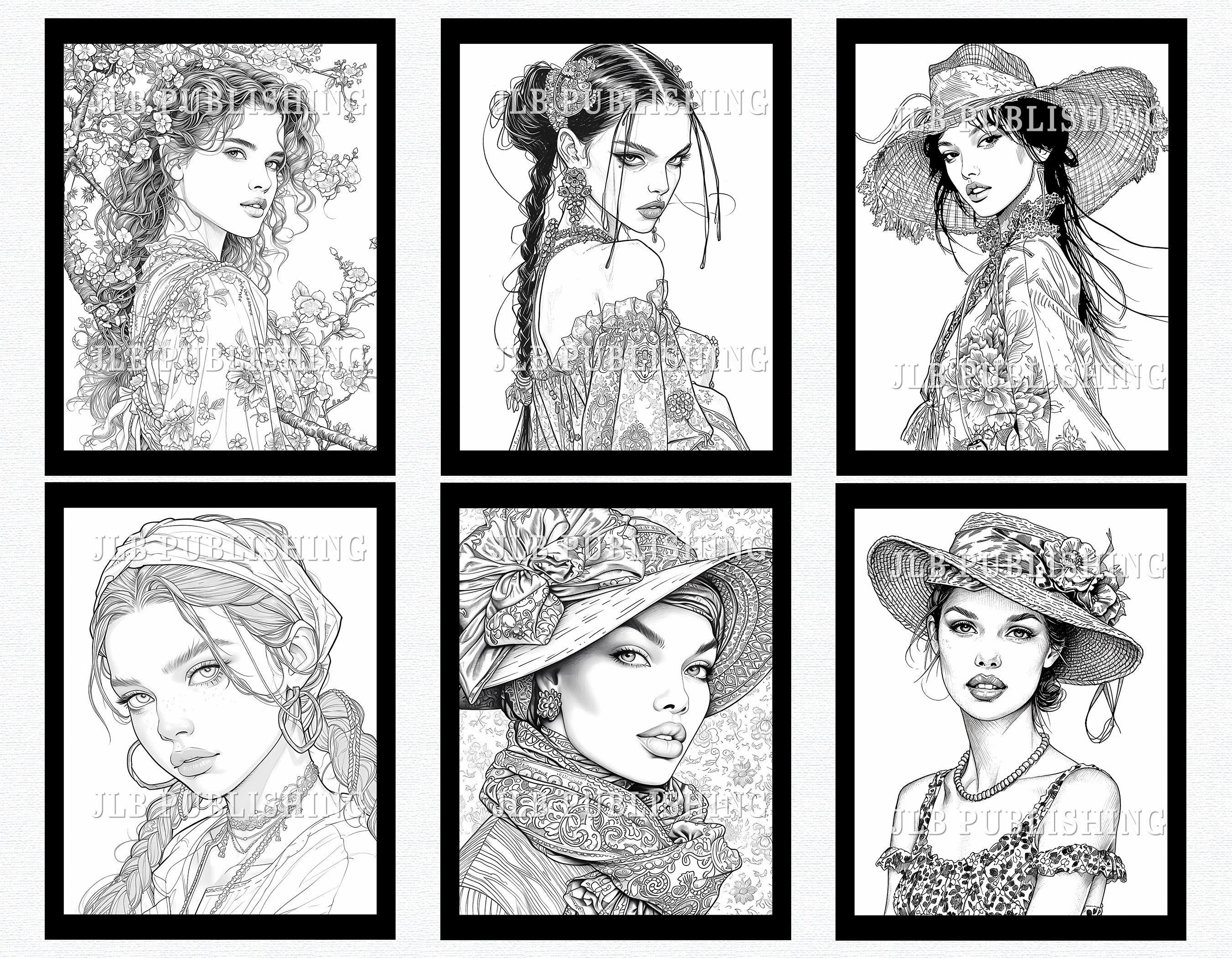 40 Fashion Flashback 1990s Grayscale Coloring Pages | Adult Coloring ...