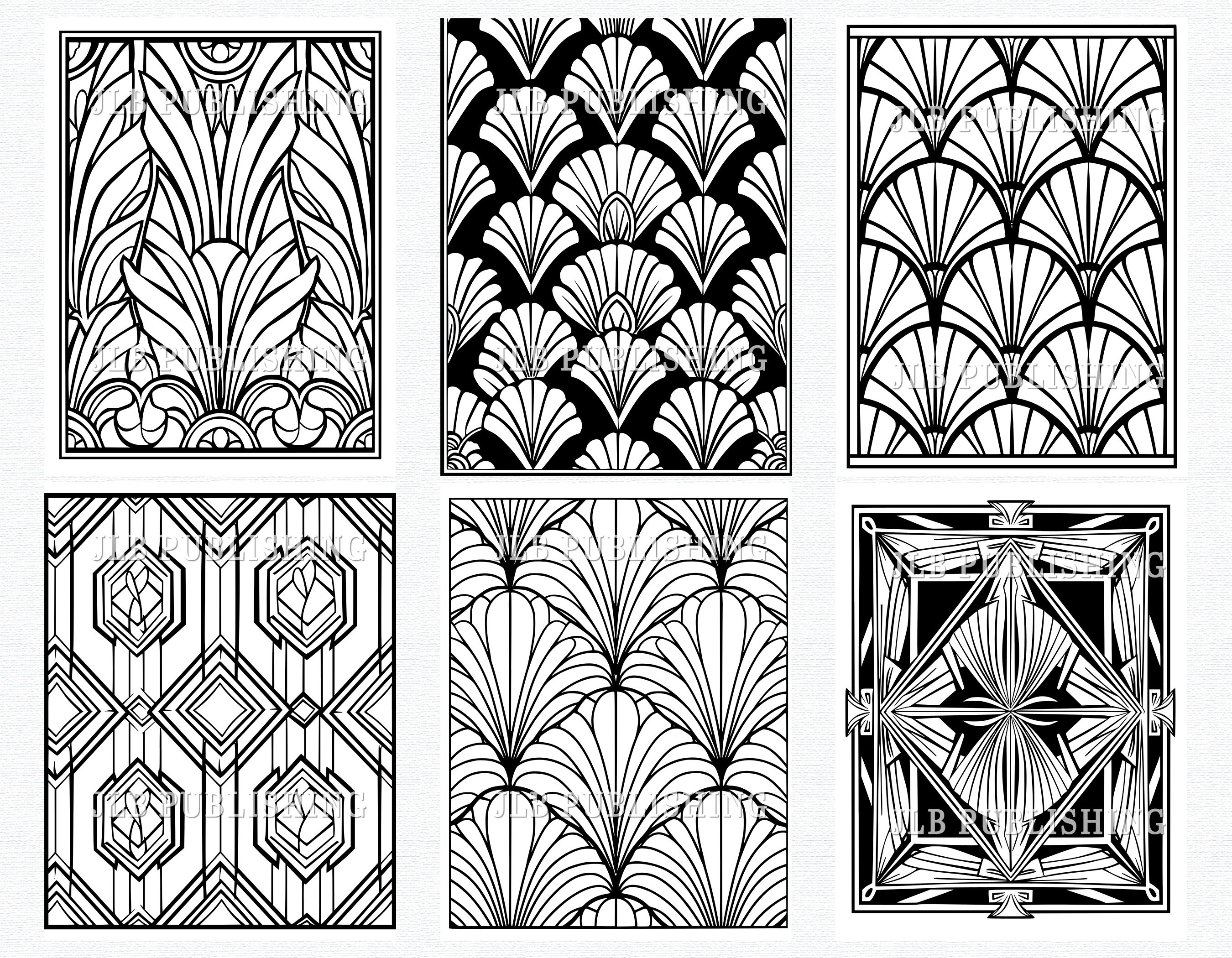 40 Art Deco Patterns Set 1 Coloring Pages | Adult Coloring Book ...