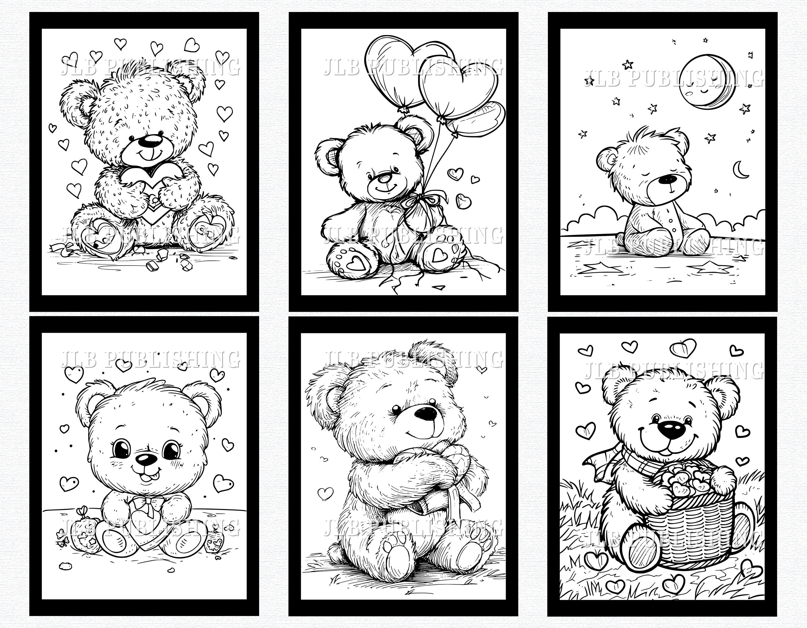 40 Teddy Bear Hearts Coloring Pages | Kid Coloring Book Download ...