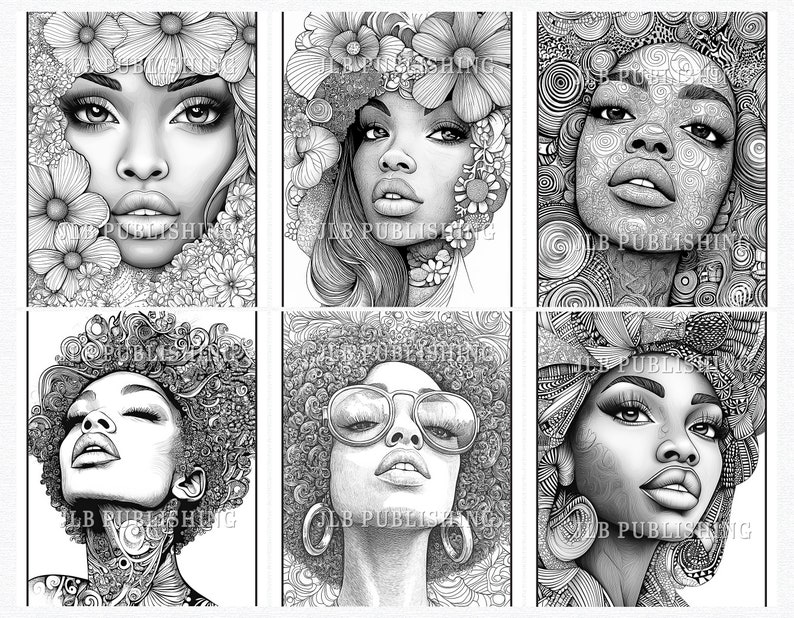 40 Grayscale 1970s Funk Coloring Pages Adult Coloring Book Printable ...