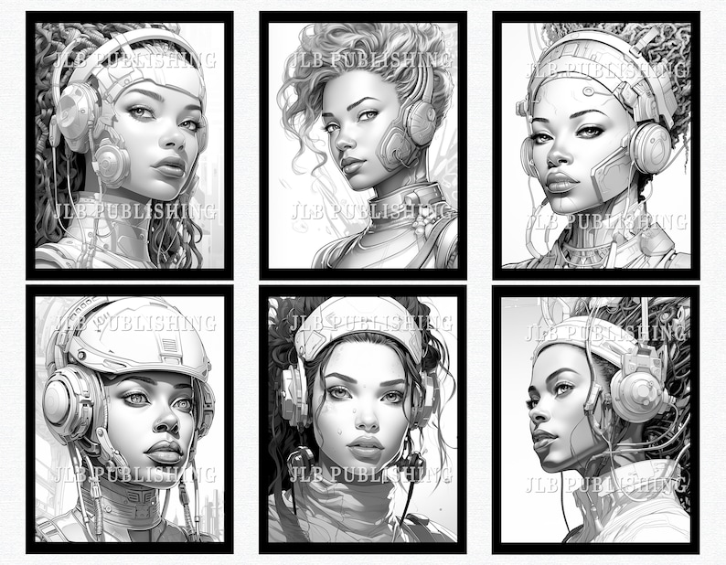 40 Grayscale Afrofuturism Coloring Pages | Printable Adult Coloring ...