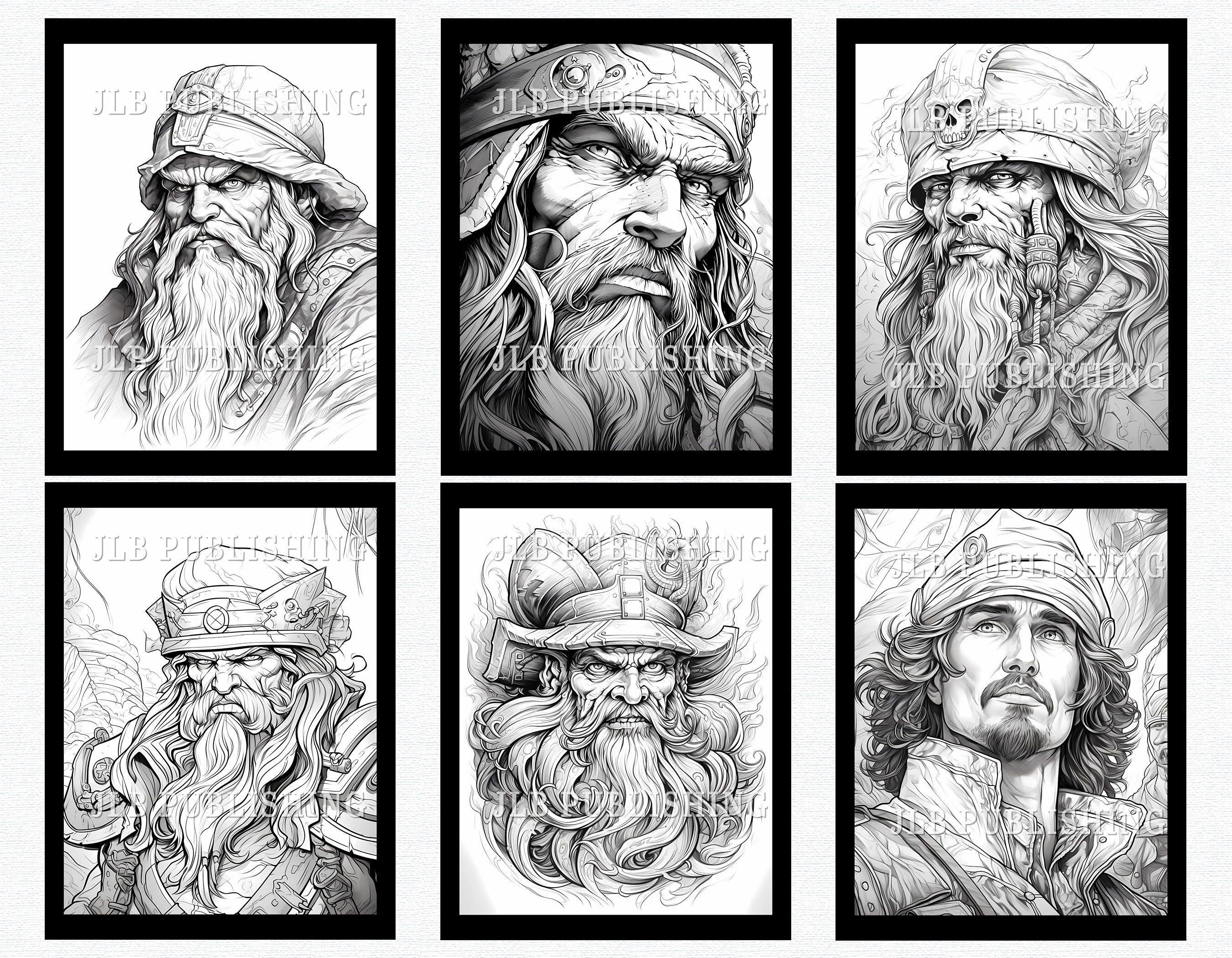 40 Grayscale Pirates Coloring Pages | Adult Coloring Book Download ...