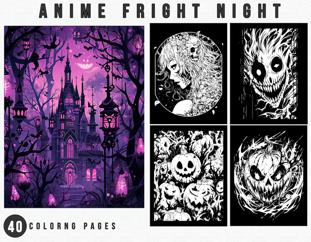 40 Anime Fright Night Coloring Pages Adult Coloring Book Download ...