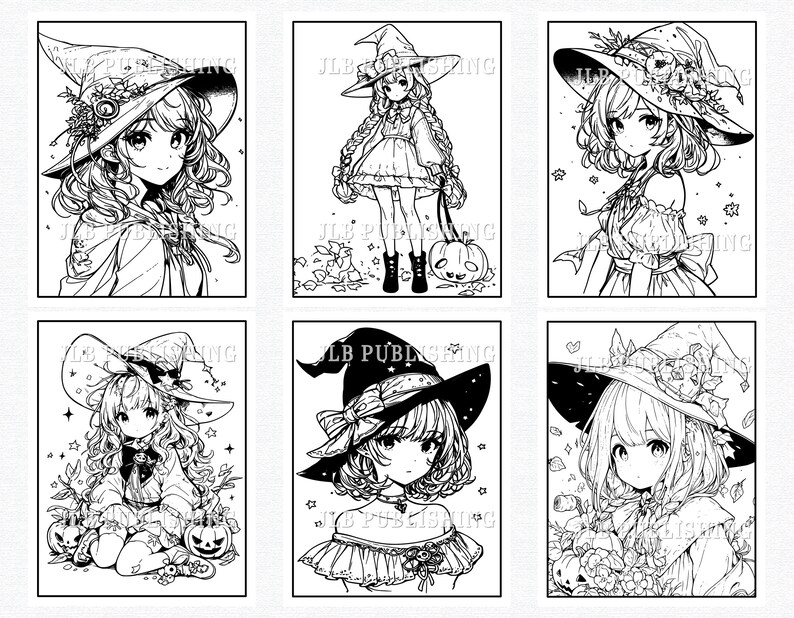 50 Halloween Anime Girl Coloring Pages Adult Coloring Book Download ...