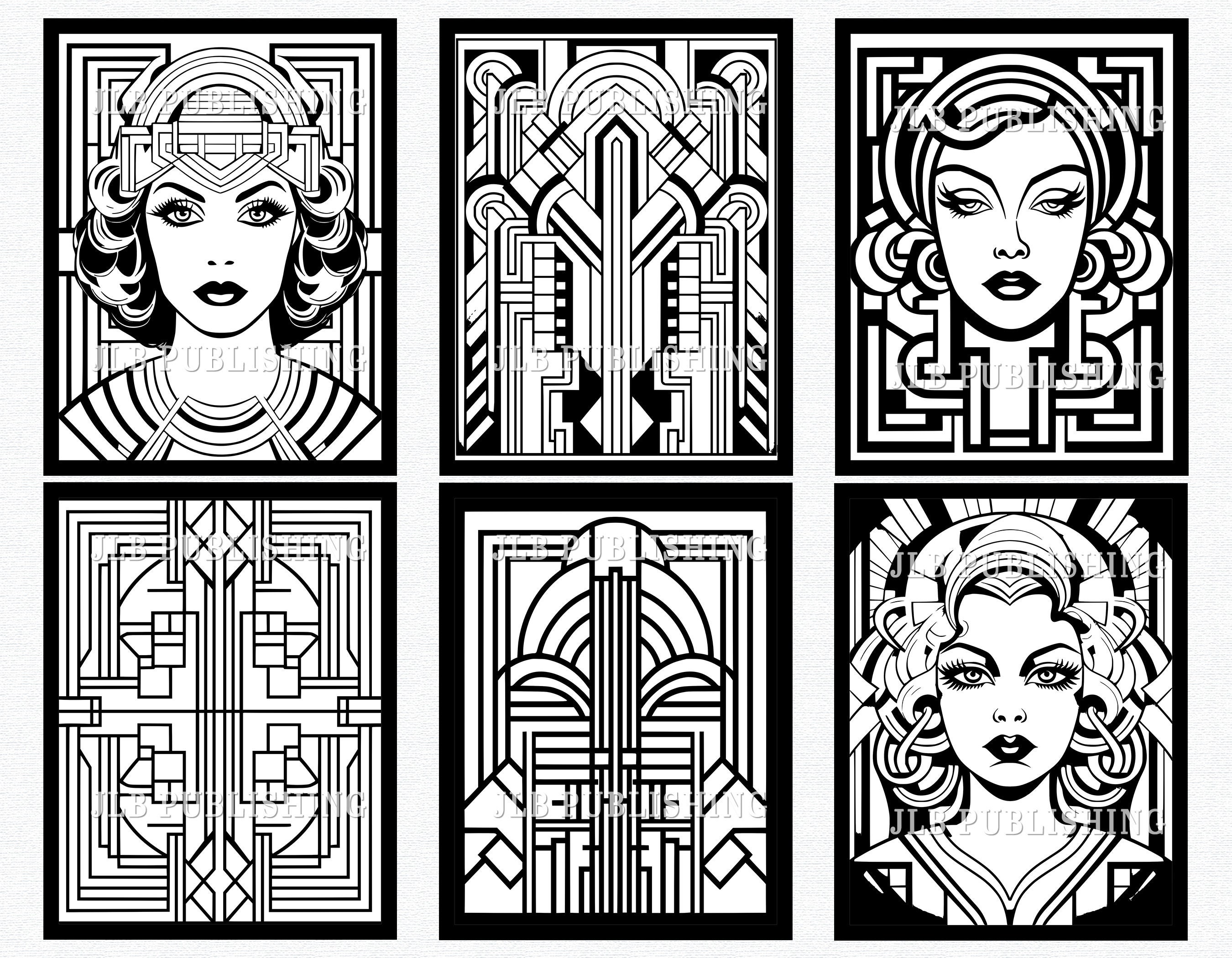 40 World of Art Deco Coloring Pages Adult Coloring Book Download ...