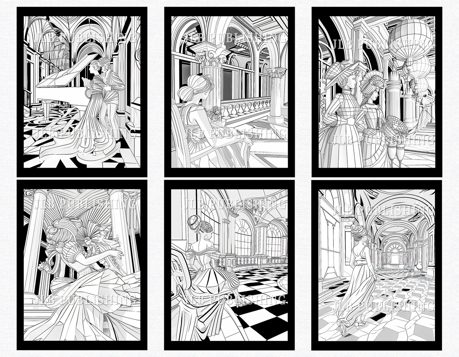 40 Ballet Cubism Grayscale Coloring Pages Adult Kid Coloring Book ...