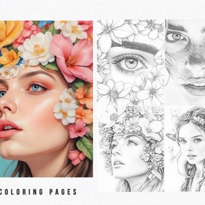 40 Beautiful Faces Set 1 Coloring Pages | Adult Coloring Book ...
