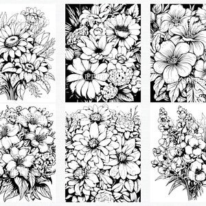 40 Wild Flowers Coloring Pages Adult Coloring Book Download Printable ...