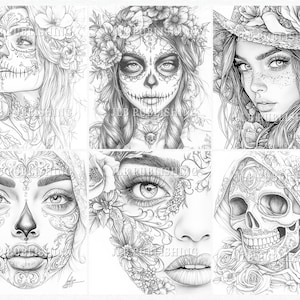 40 Grayscale Chicano Art Coloring Pages | Adult Coloring Book ...