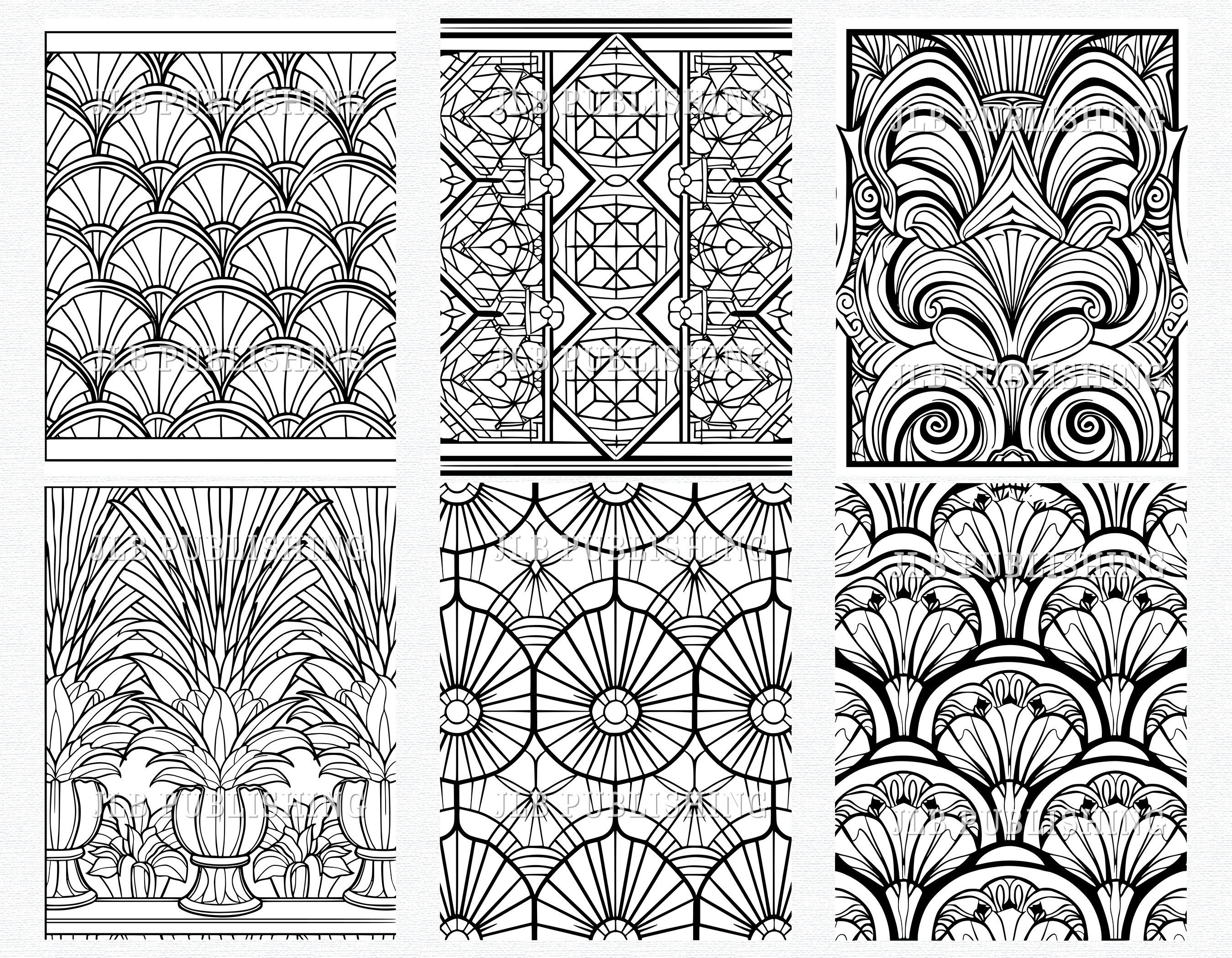 40 Art Deco Patterns Set 1 Coloring Pages | Adult Coloring Book ...