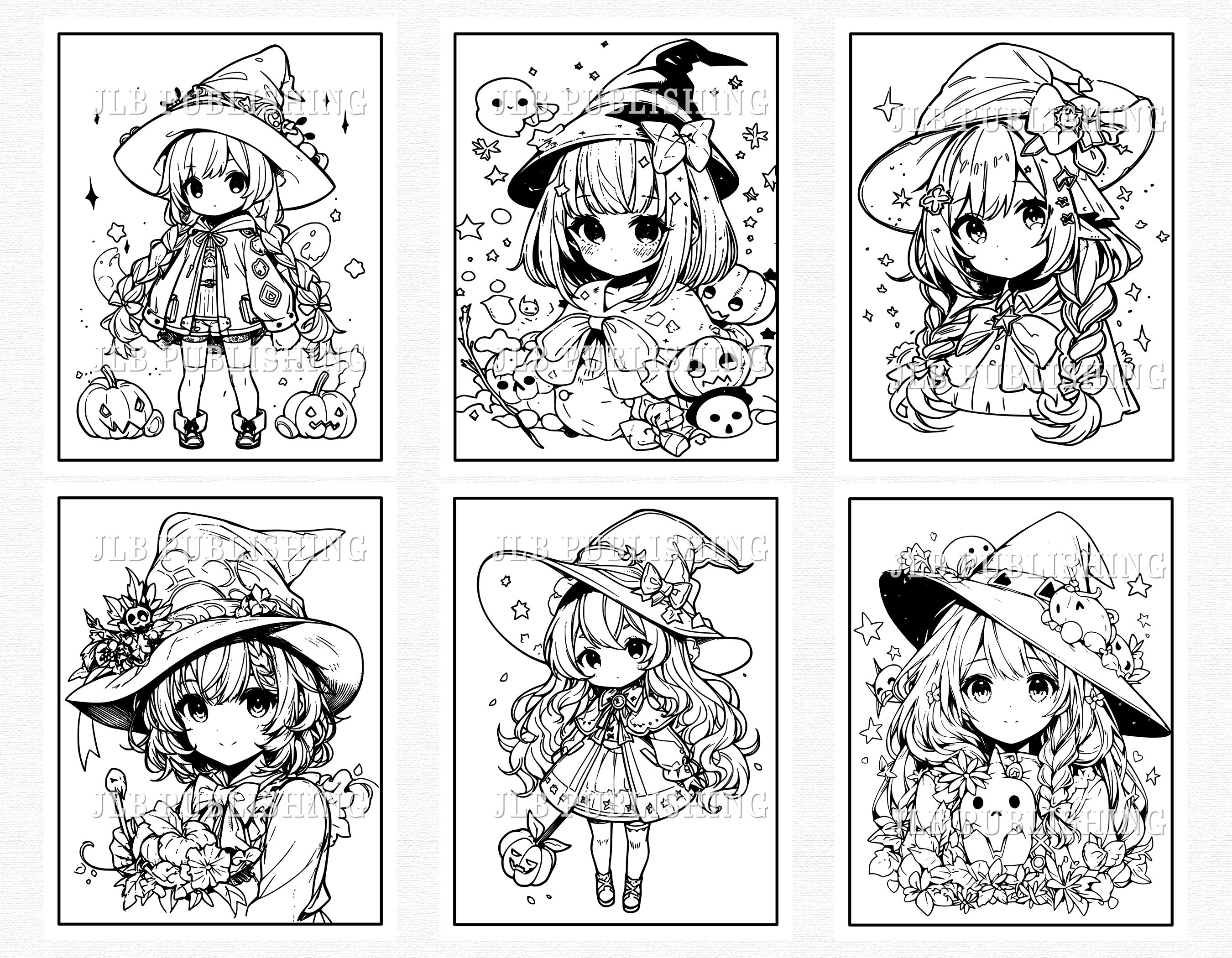 50 Halloween Anime Girl Coloring Pages Adult Coloring Book Download ...