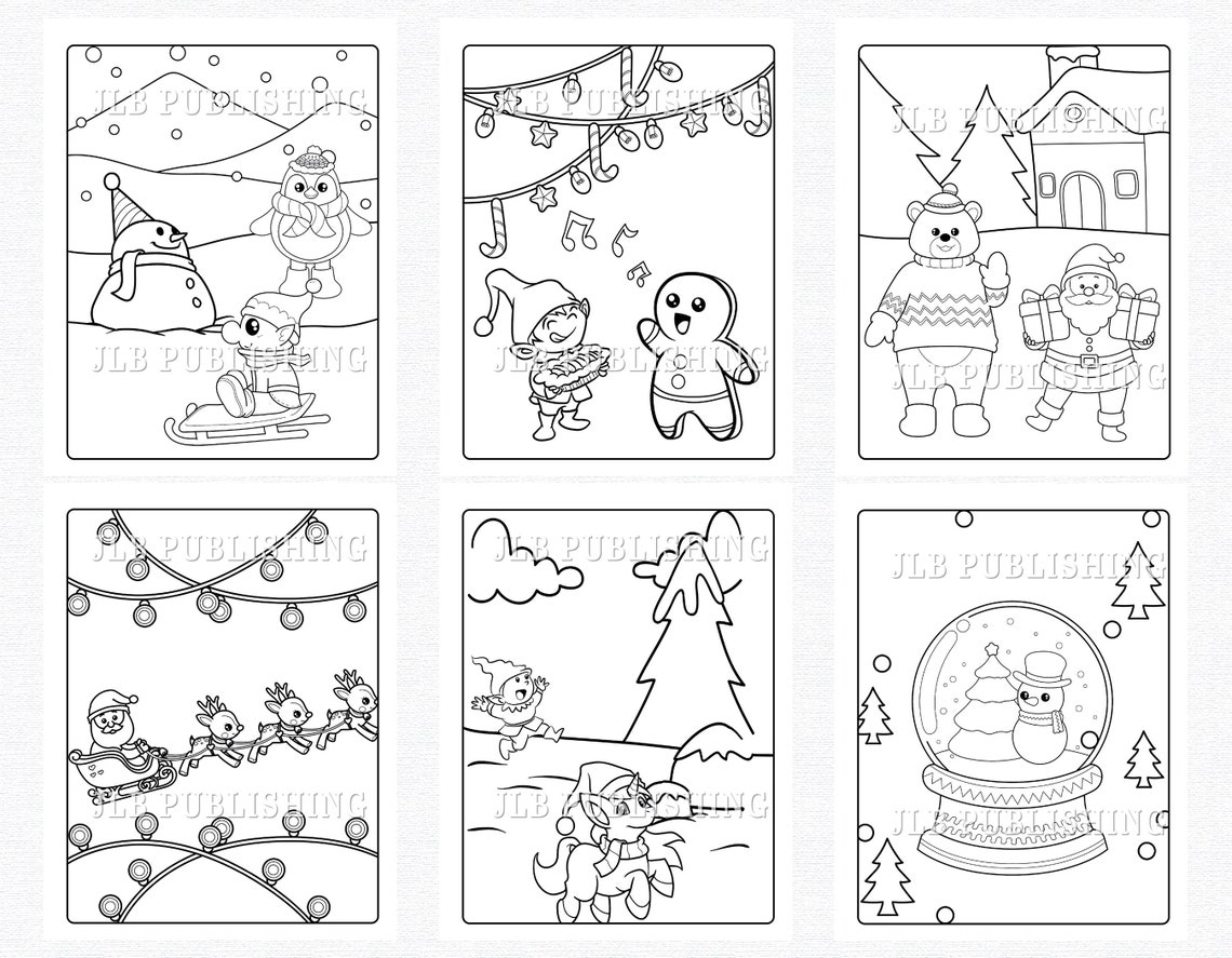 30 Christmas Coloring Pages Set 1, Christmas Printable, Christmas Games ...