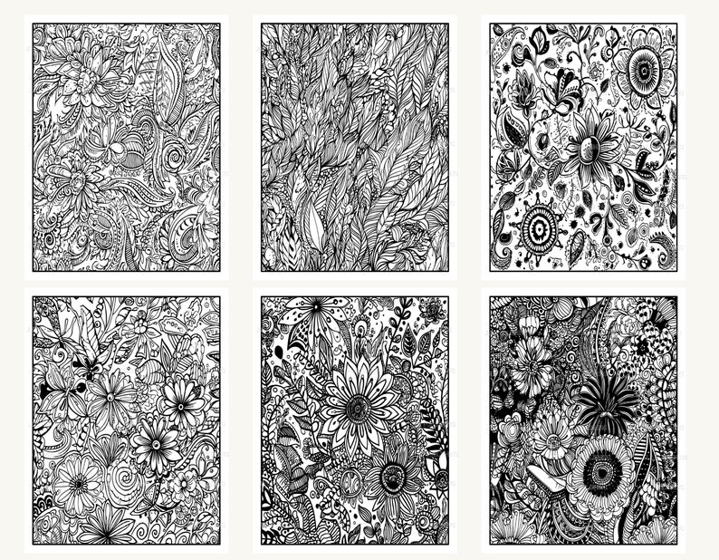 20 Zen Floral Patterns Set 1 Coloring Pages | Adult Coloring Book ...
