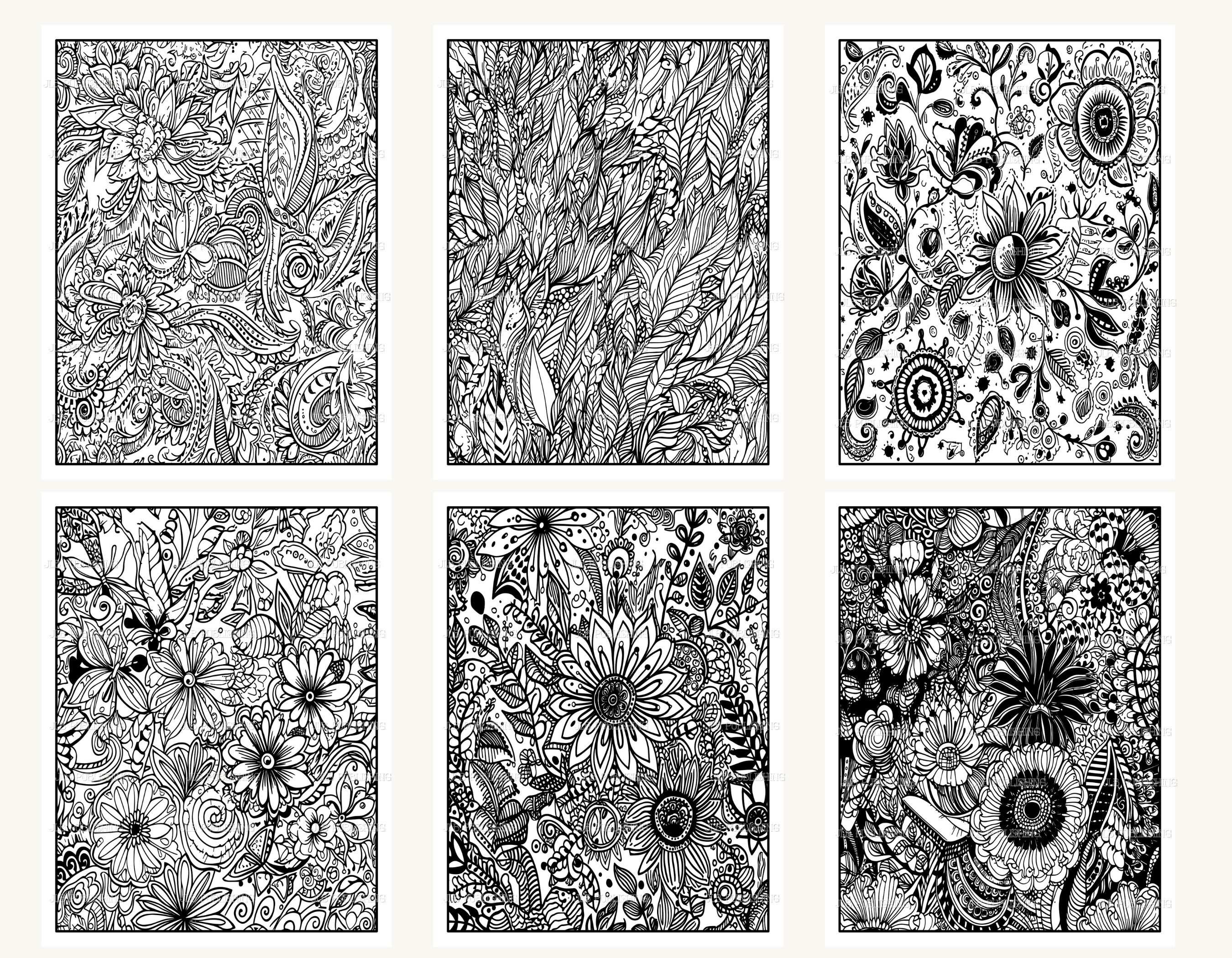 20 Zen Floral Patterns Set 1 Coloring Pages | Adult Coloring Book ...