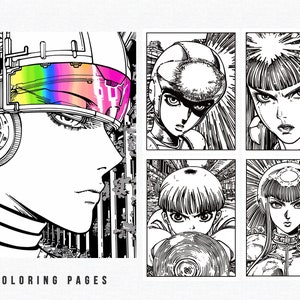 40 Dystopian Anime Dreams Coloring Pages| Adult Kid Coloring Book ...