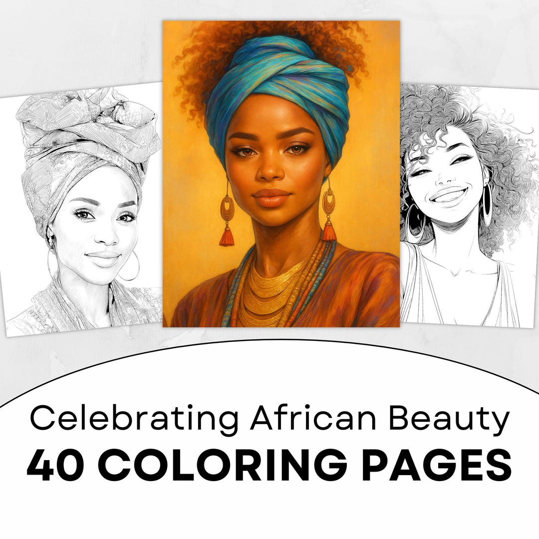 40 Beautiful Black Women Coloring Pages, African Beauty Portraits ...