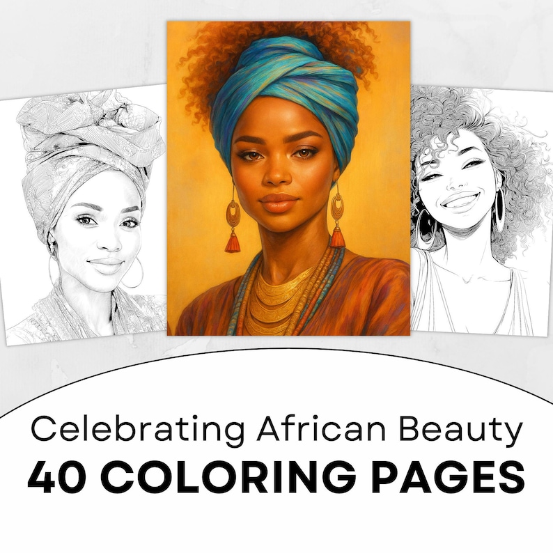 40 Beautiful Black Women Coloring Pages, African Beauty Portraits ...