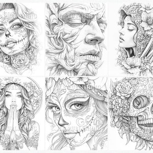 40 Grayscale Chicano Art Coloring Pages | Adult Coloring Book ...