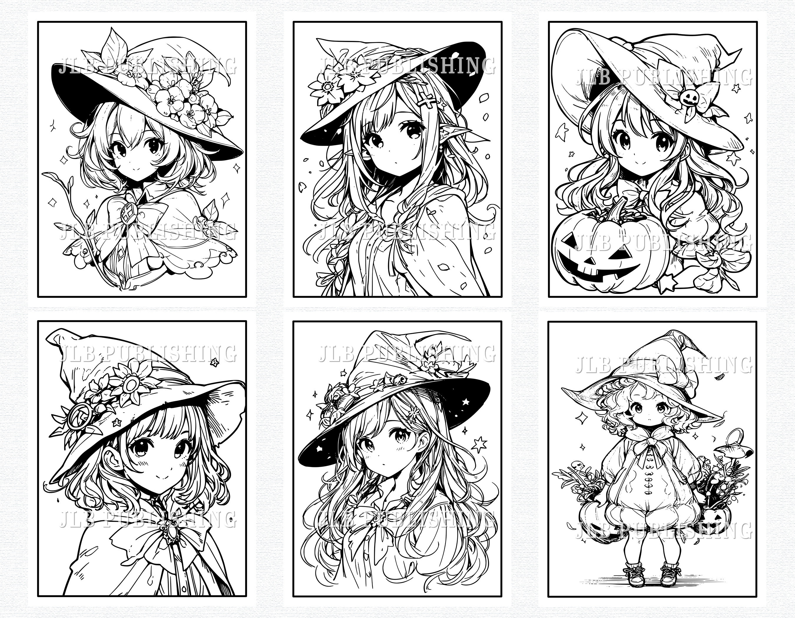 50 Halloween Anime Girl Coloring Pages Adult Coloring Book Download ...