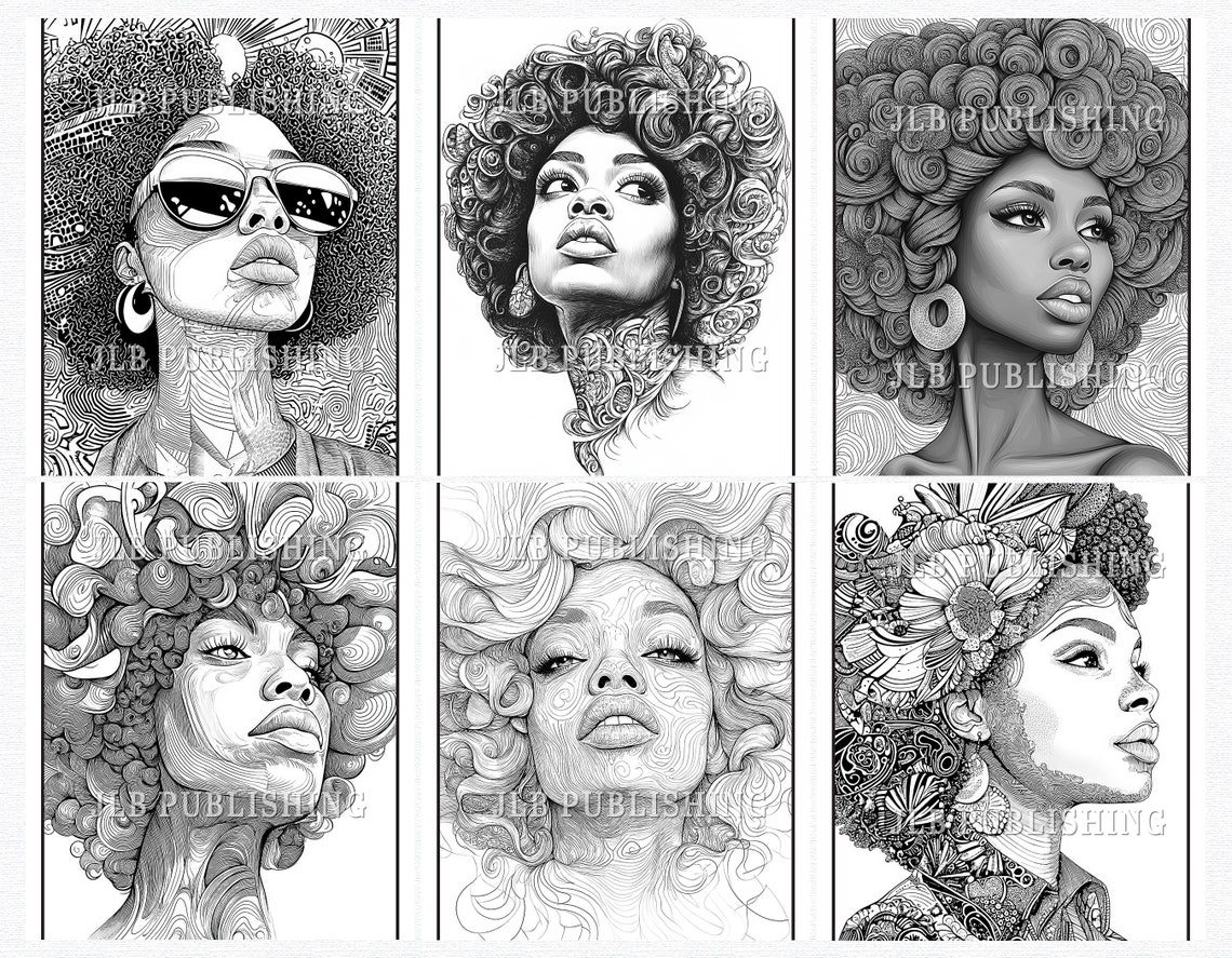 40 Grayscale 1970s Funk Coloring Pages Adult Coloring Book Printable ...