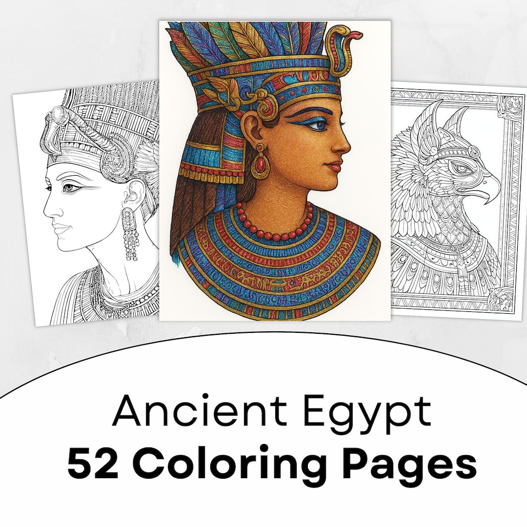 52 Ancient Egypt Coloring Page, Printable, Instant Download, Detailed ...