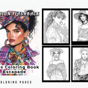 40 Fashion Flashback 1990s Grayscale Coloring Pages | Adult Coloring ...