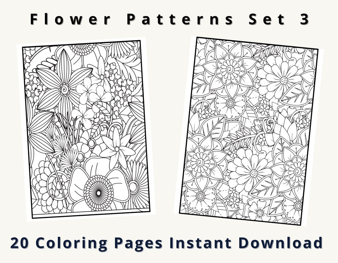 20 Flower Pattern Coloring Pages Set 3| Adult Coloring Book Download ...