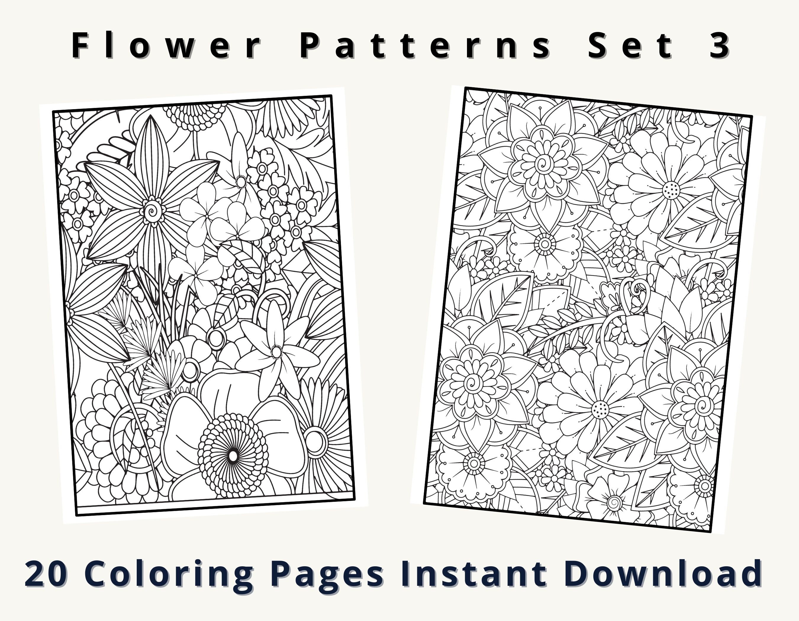 20 Flower Pattern Coloring Pages Set 3| Adult Coloring Book Download ...