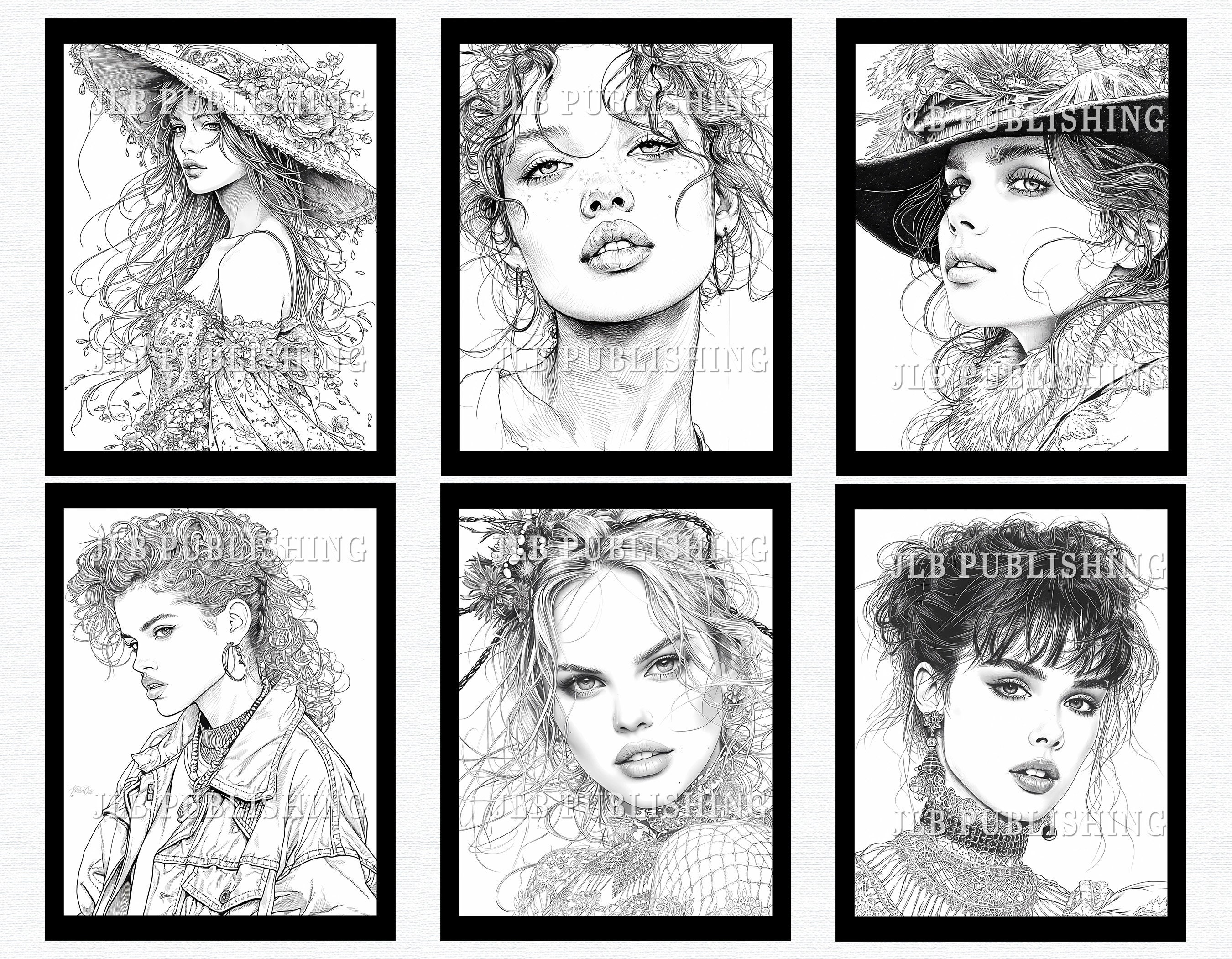 1990s Fashion Coloring Book | Grayscale Adult Coloring Pages (PDF) - Etsy